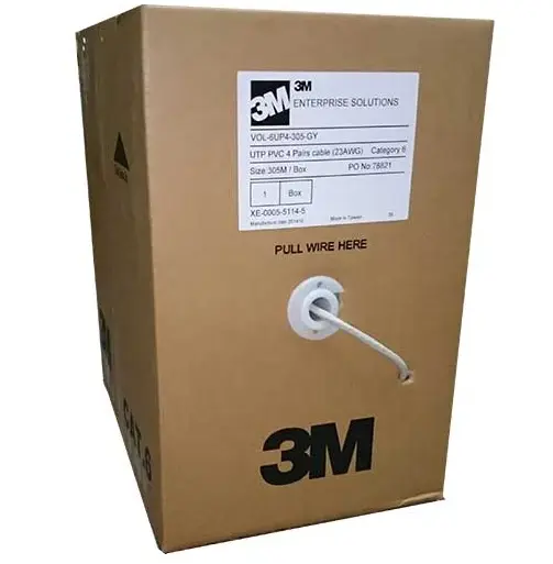 3M Corning UTP Cat.6 Solid Cable 305M -Gray